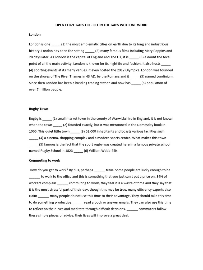 Open Cloze Gaps Fill | PDF | Business