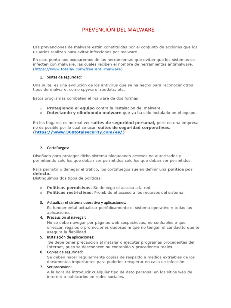 Prevención Del Malware | PDF | Malware | Software antivirus