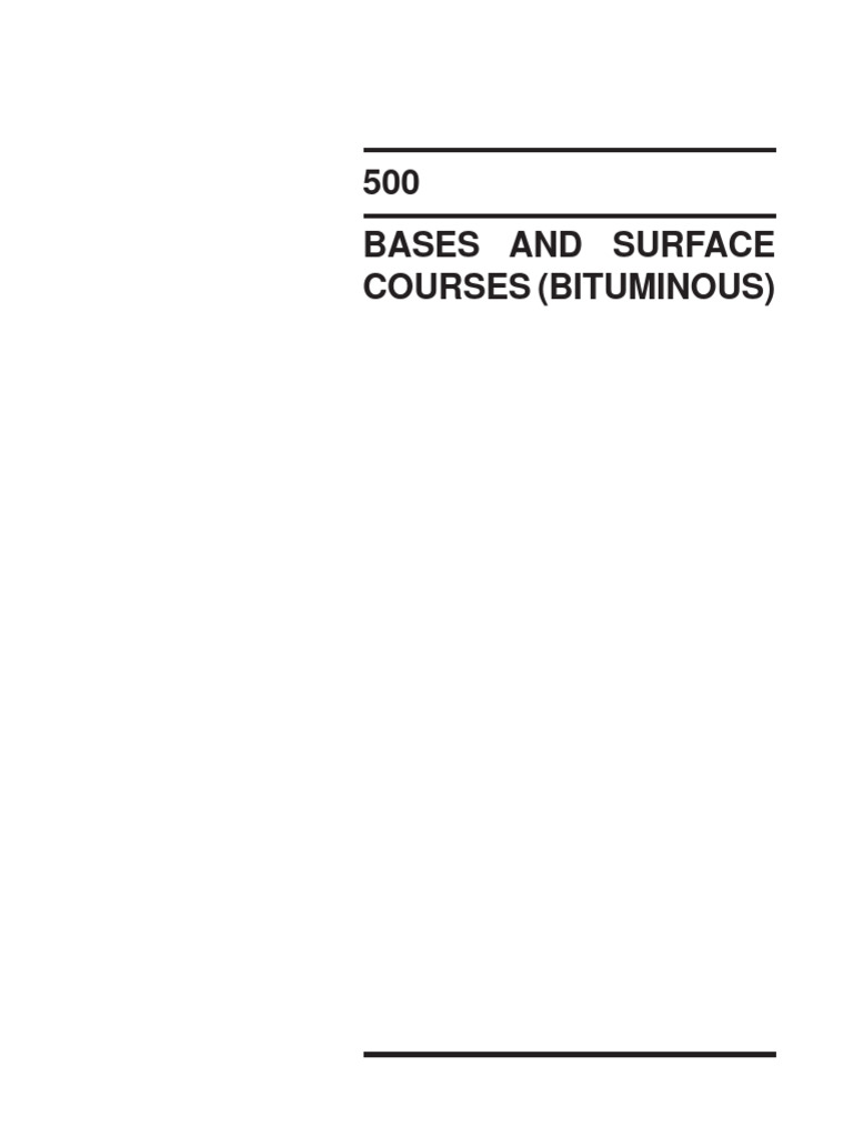 MoRTH 500 Bases and Surface Courses (Bituminous) | PDF | Road Surface ...