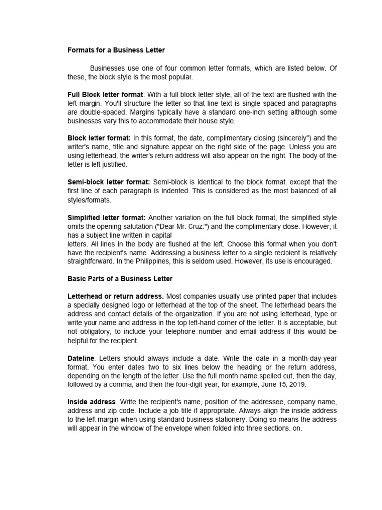 Business Letter Format Guide | PDF | Text | Writing