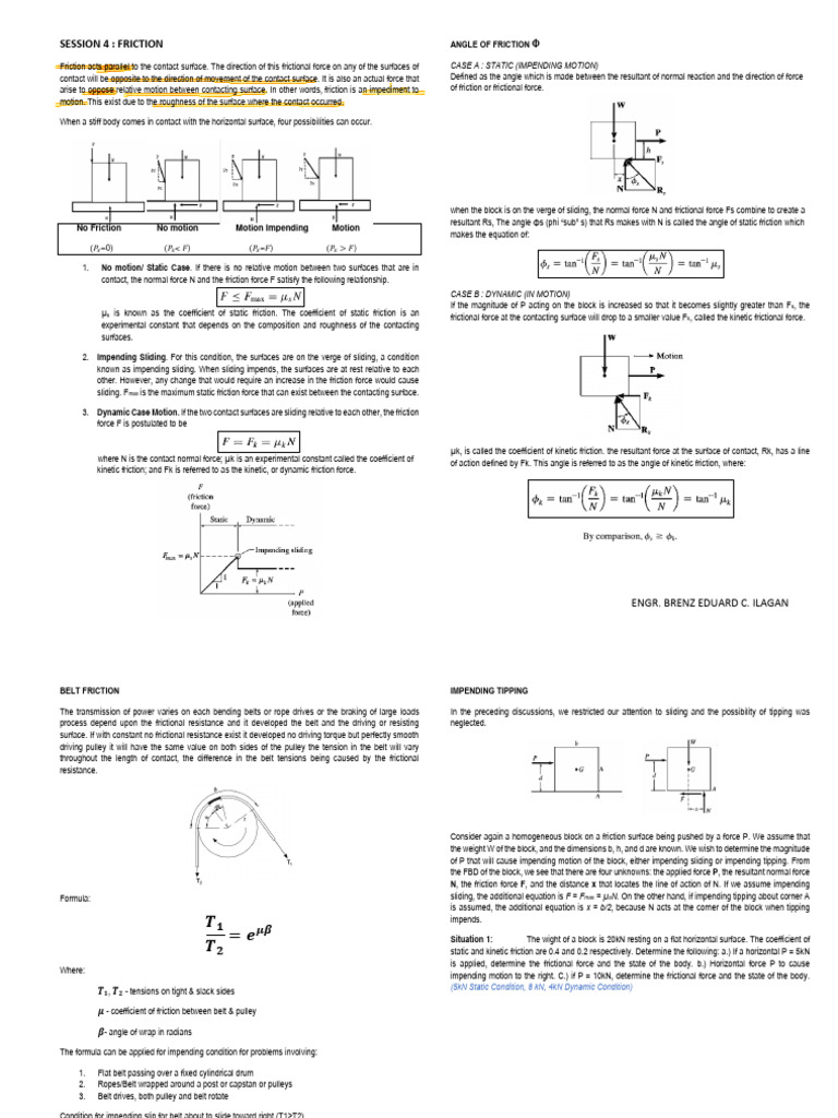 Understanding Friction and Motion Dynamics | PDF | Friction | Belt ...