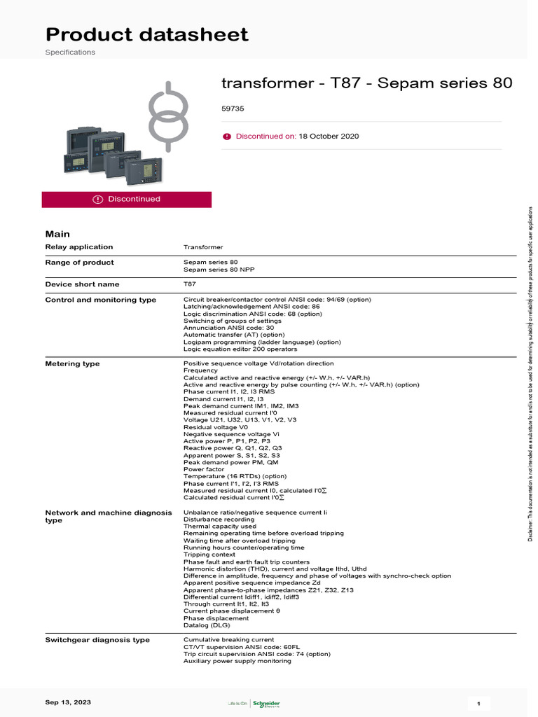 Sepam Series 80 NPP - 59735 | PDF | Ac Power | Electronics