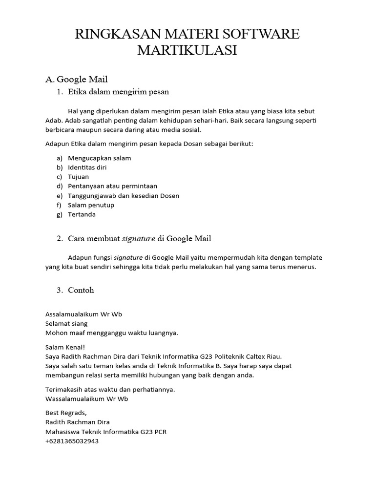 Ringkasan Materi Software Martikulasi | PDF