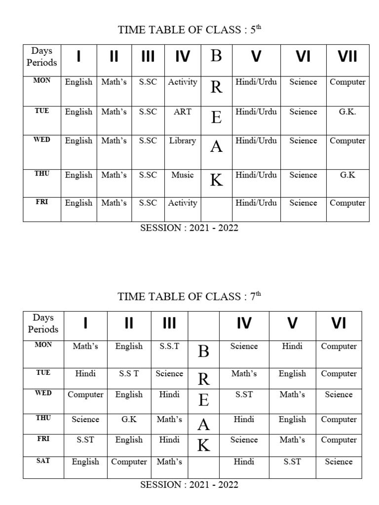 Time Table | PDF