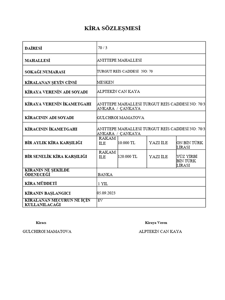Kira Sozlesmesi Kontrati Indir 2017 Projesi 173176 1501565503 | PDF