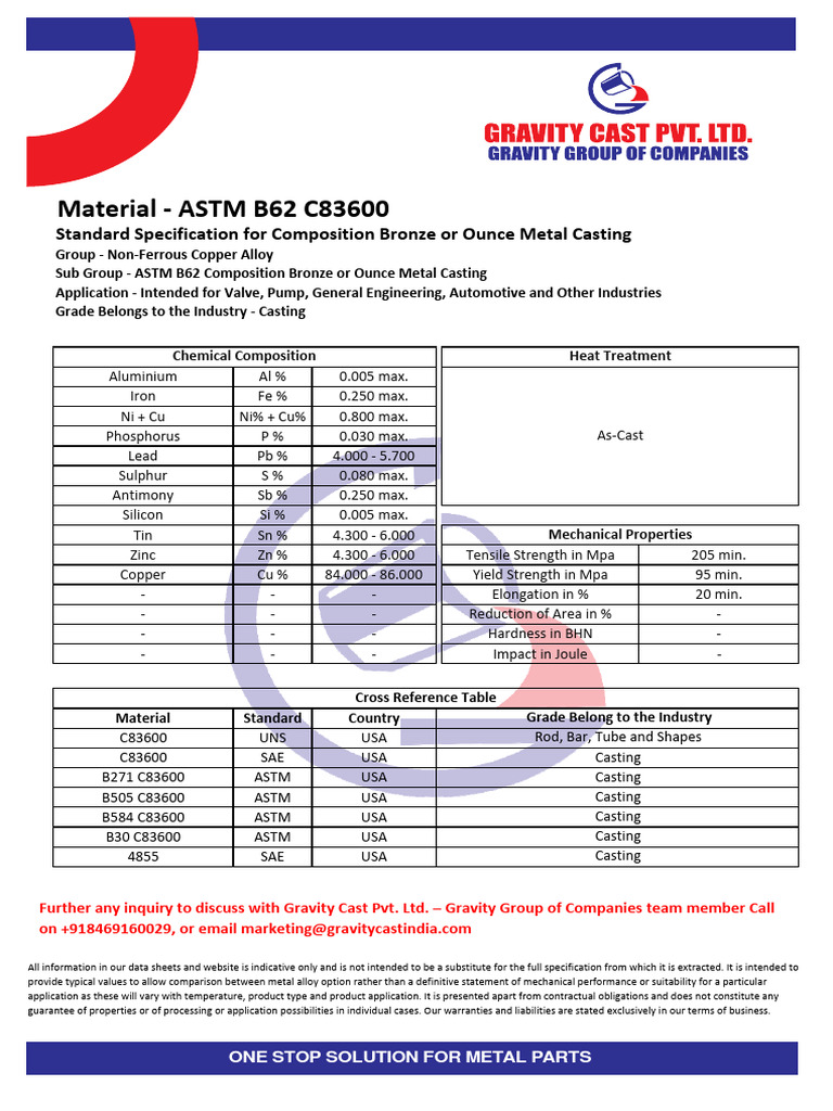 Astm B62 C83600 | PDF | Metals | Copper