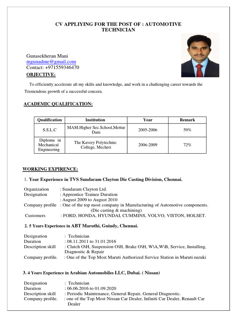 Guna Resume PP | PDF | Car | Tamil Nadu