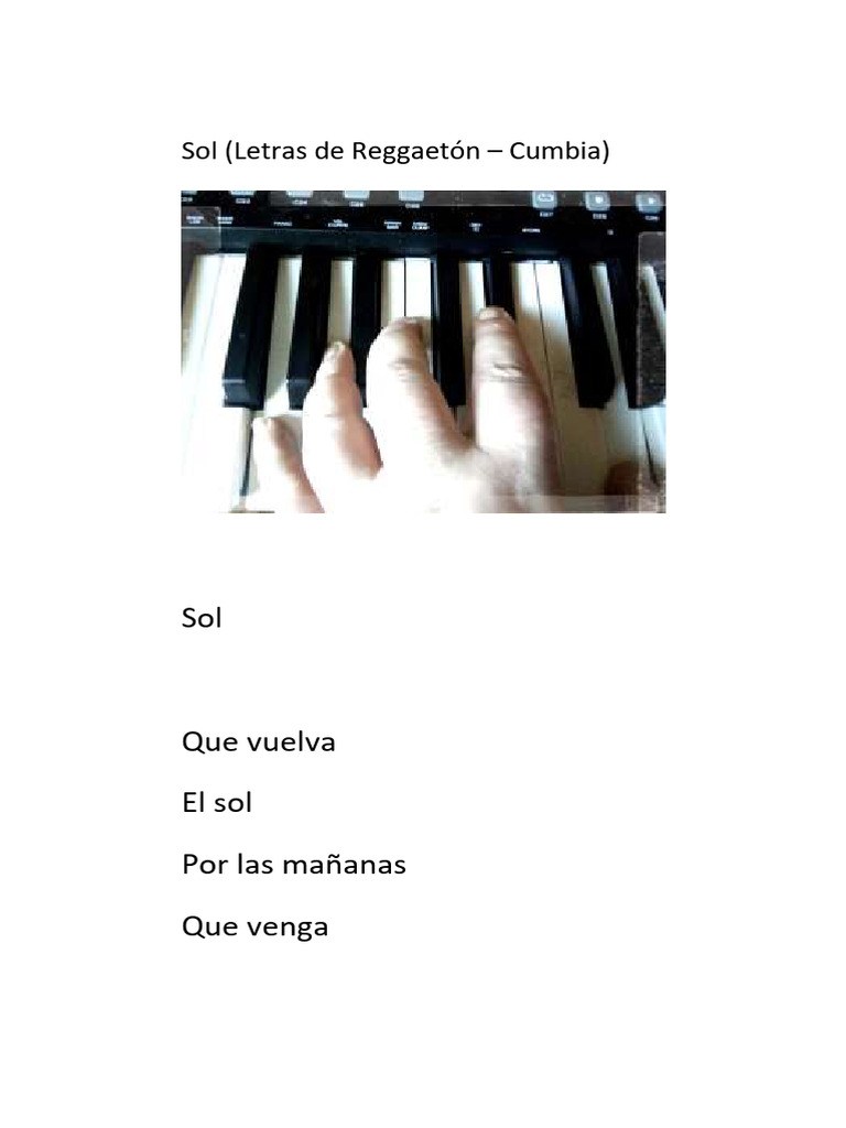 Sol (Letras de Reggaetón - Cumbia) | PDF | Caramelo | Musica en español