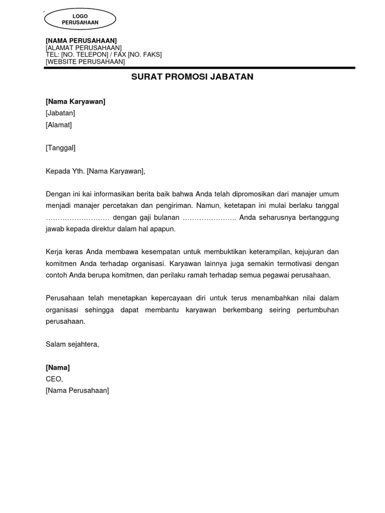 (Bizform) Template Surat Promosi Jabatan | PDF