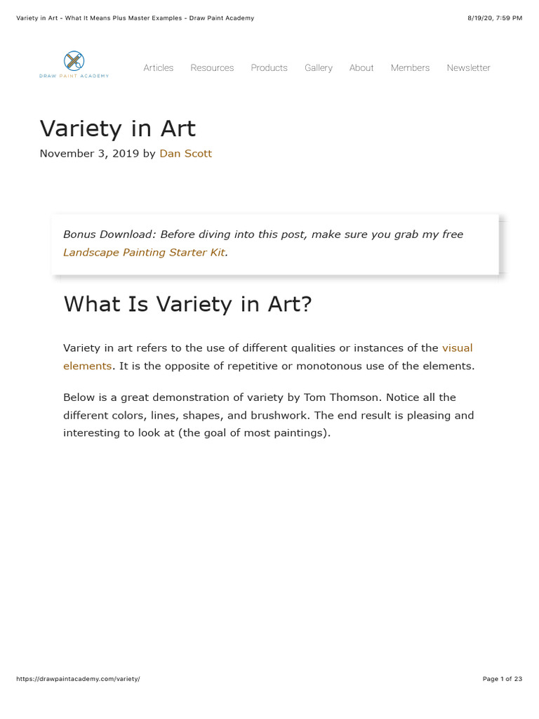 LR36. Variety in Art - What It Means Plus Master Examples - Draw Paint ...