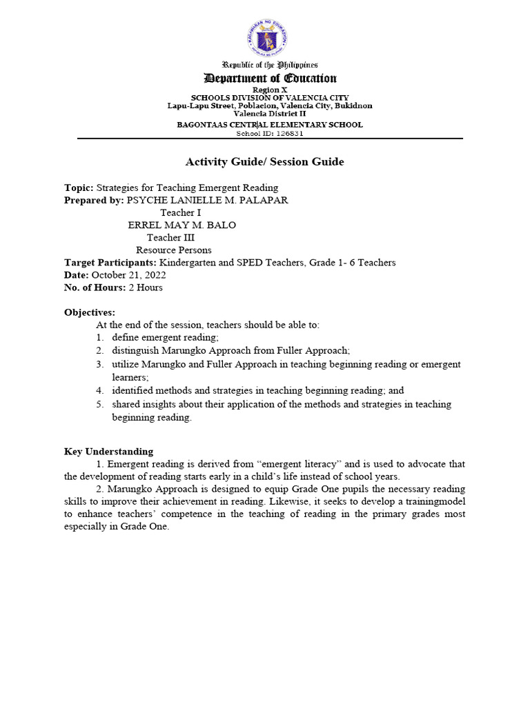 Activity Guide LAC SESSION | PDF | Learning | Pedagogy