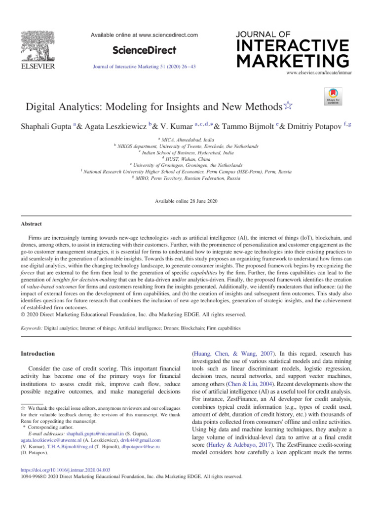 Digital Analytics Modeling For Insights and New Methods | PDF ...