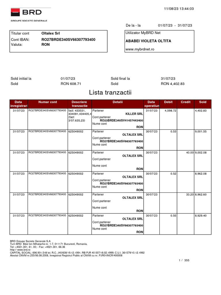 Extras BRD Iulie.2023 | PDF