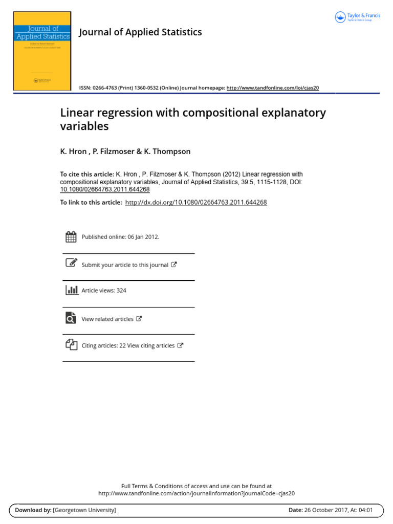 Hron 2012 | PDF | Linear Regression | Regression Analysis