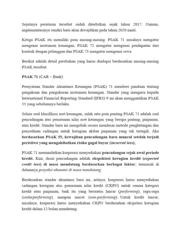 Implementasi PSAK 71, 72, dan 73 | PDF | Bisnis | Pengelolaan Keuangan ...