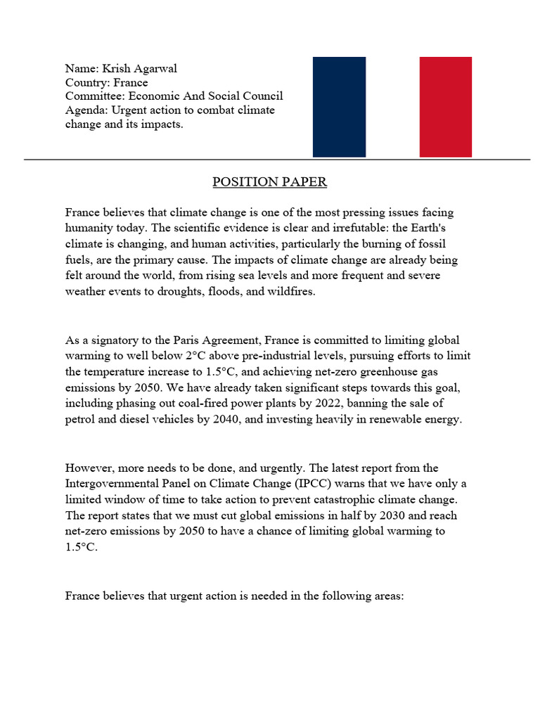 Position Paper France | Download Free PDF | Climate Change | Climate ...