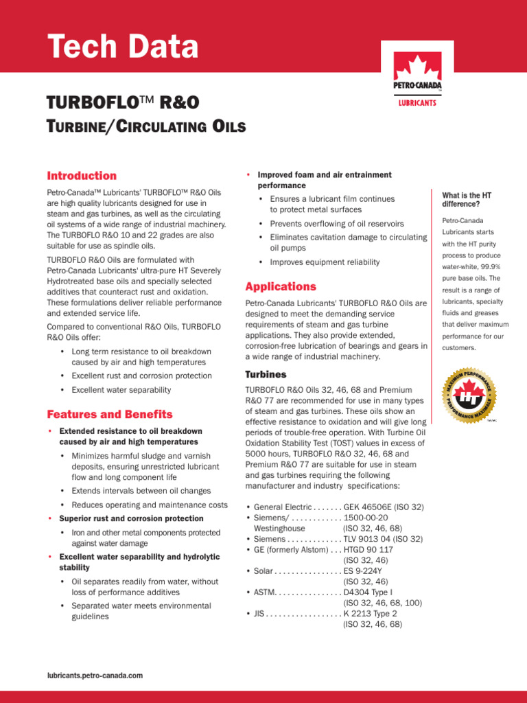Turboflo R&o Turbin, Cirlculating Oils | PDF | Lubricant | Motor Oil