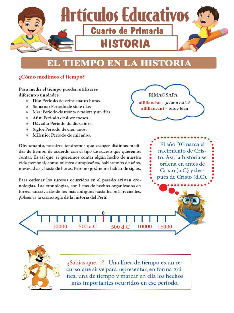 El Tiempo en La Historia para Cuarto de Primaria | PDF
