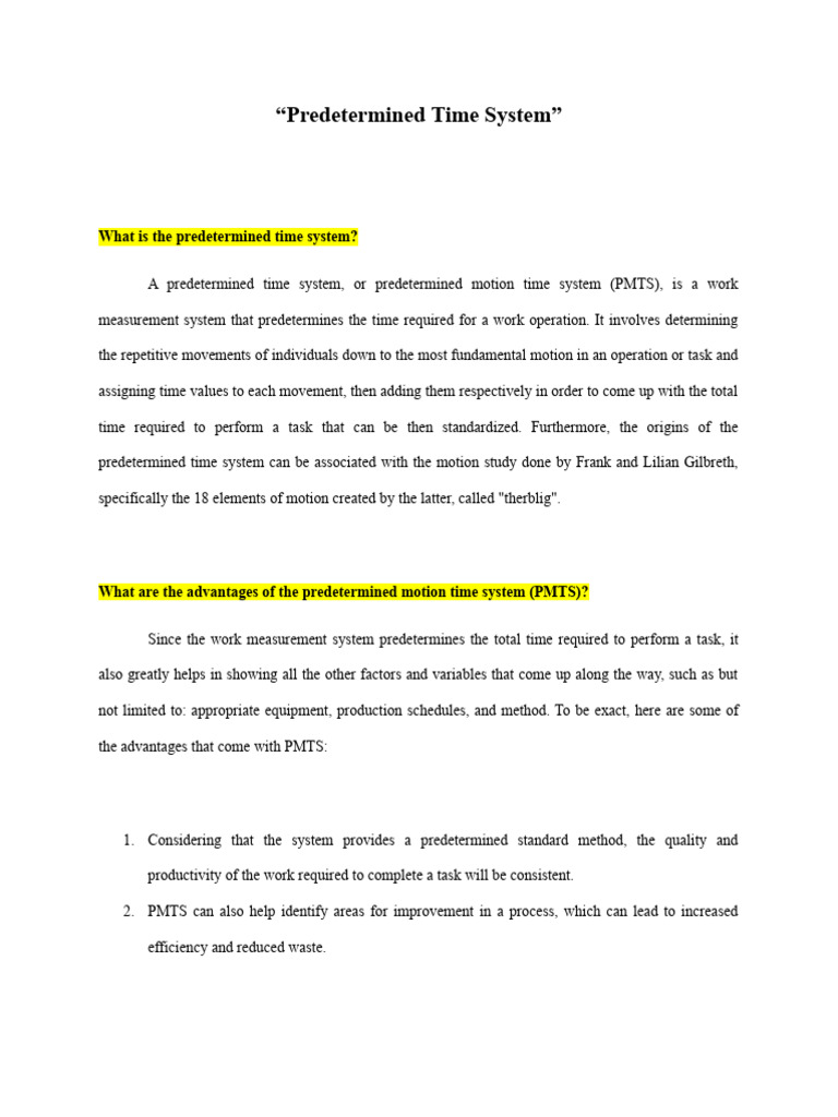 Predetermined Motion Time System | PDF | Systems Science | Business