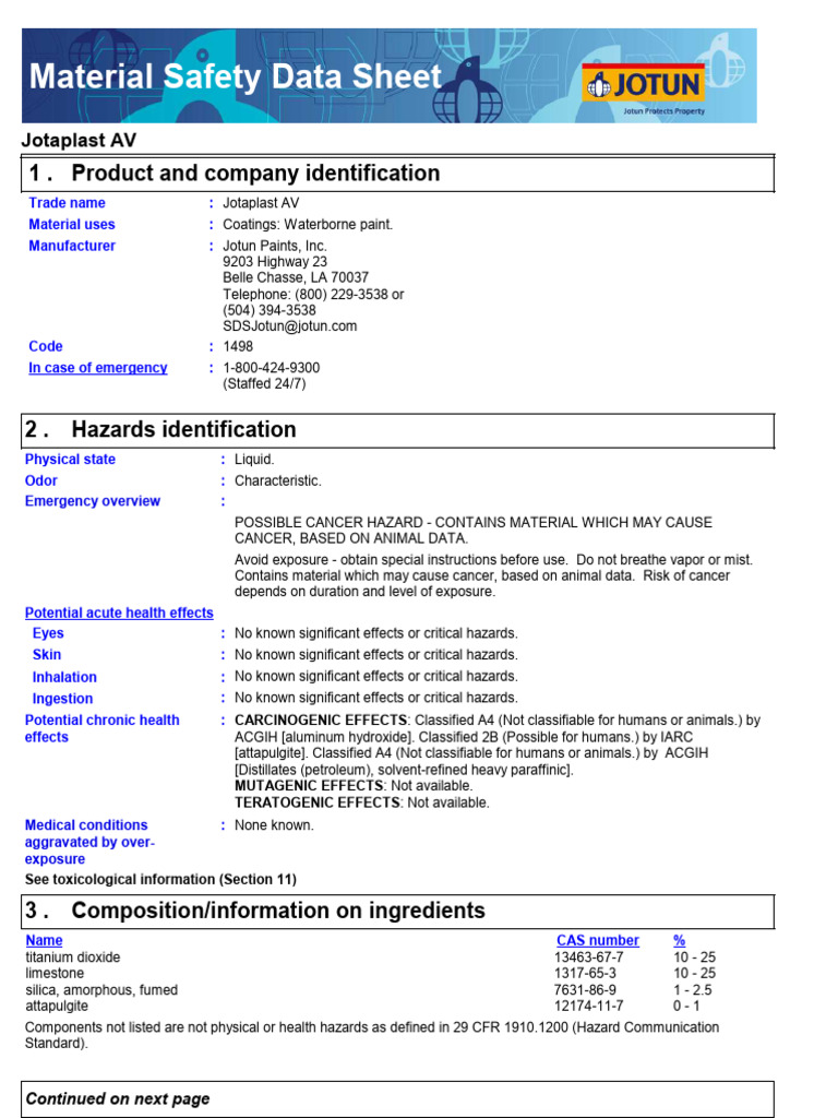 MSDS Cat Jotun | PDF | Waste | Personal Protective Equipment