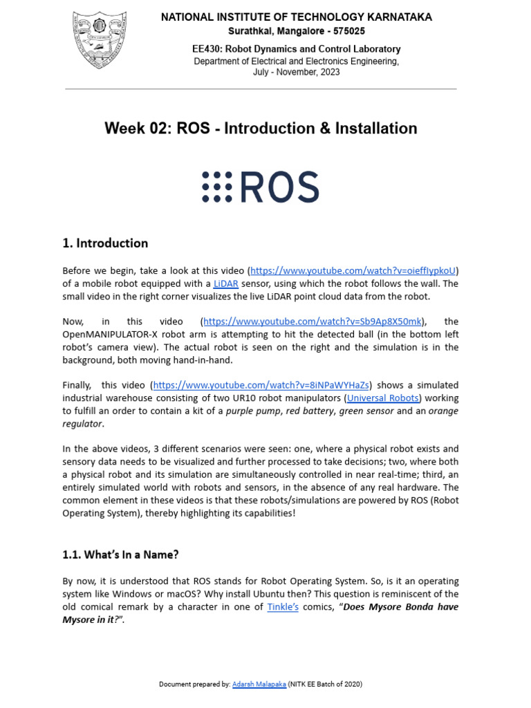 ROS Lab Guide for Robotics Students | PDF | Robotics | Robot