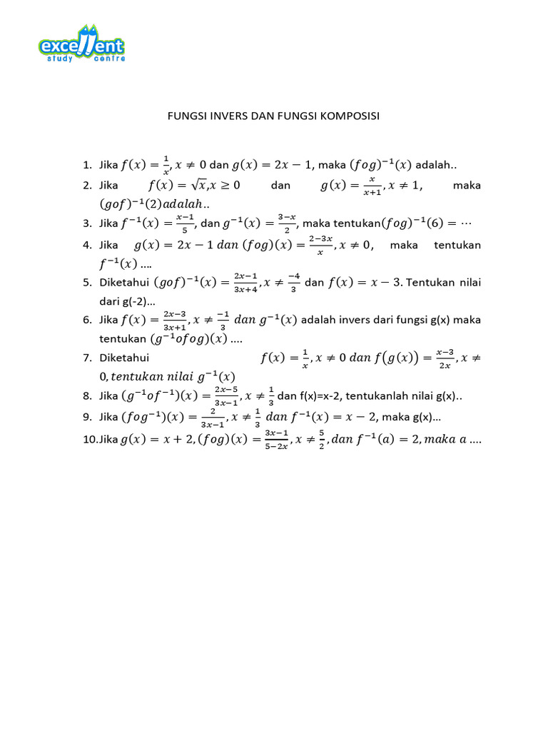Fungsi Invers dan Komposisi Matematika | PDF | Metode & Bahan Ajar