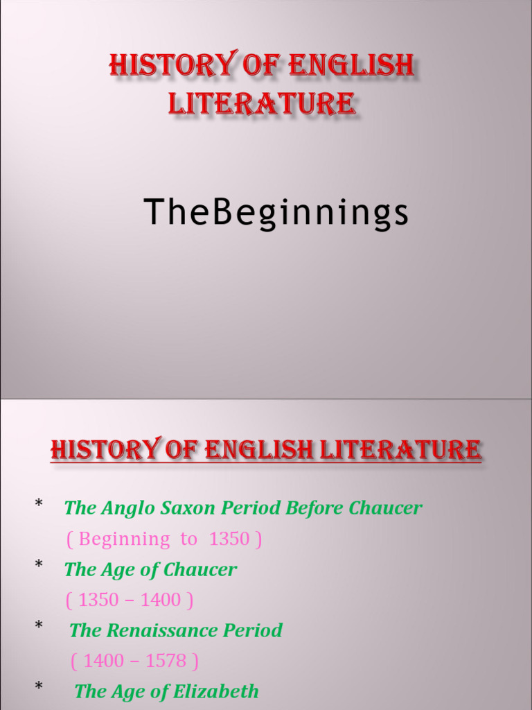 History of English Literature | PDF | Poetry | Anglo Saxons