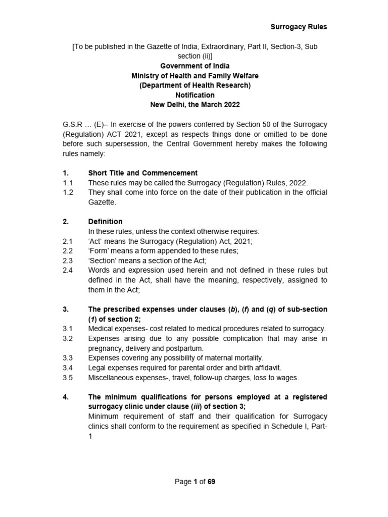 All Forms of Surrogacy DRAFT Rules March, 2022 | PDF | Surrogacy ...