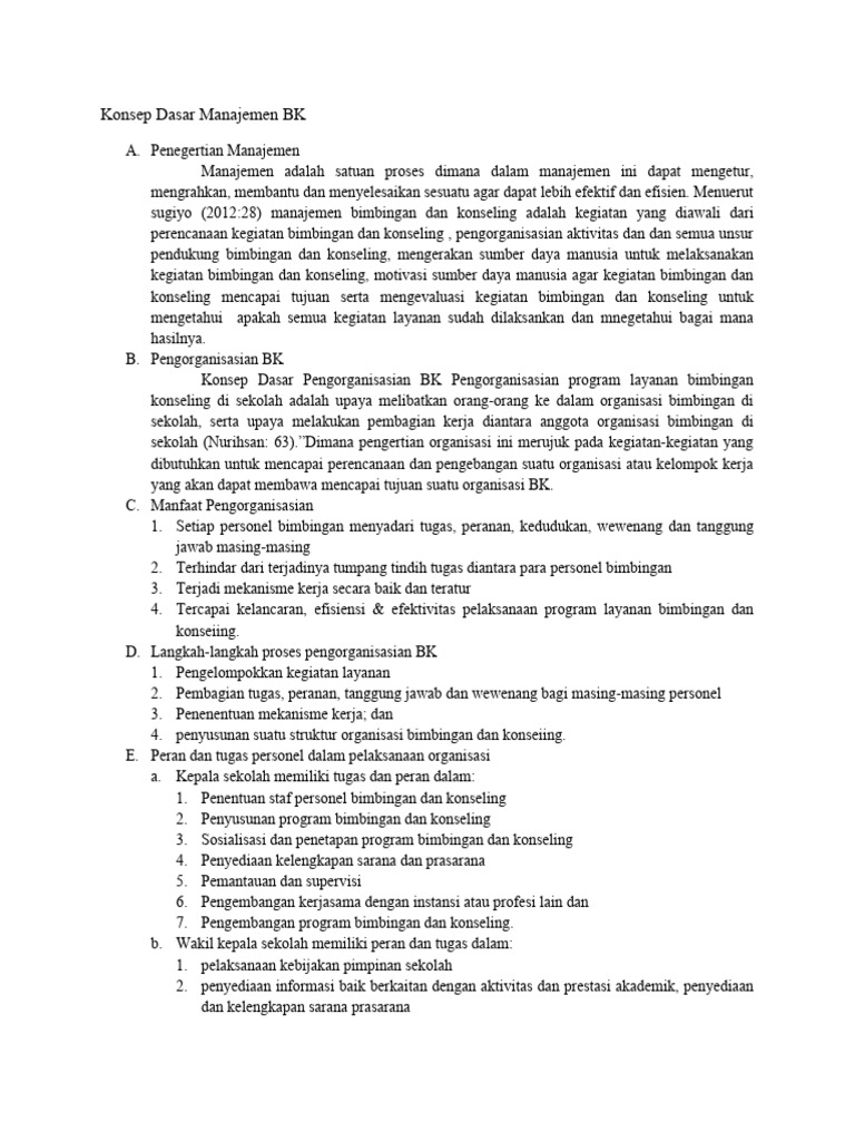 Konsep Dasar Manajemen BK | PDF