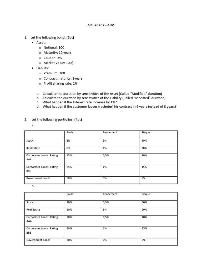 Actuariat 2 - ALM | PDF | Business | Finance & Money Management
