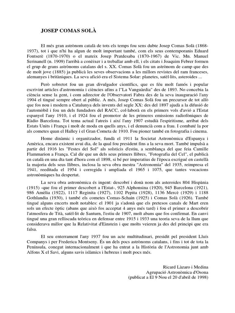 Josep Comas Solà | PDF