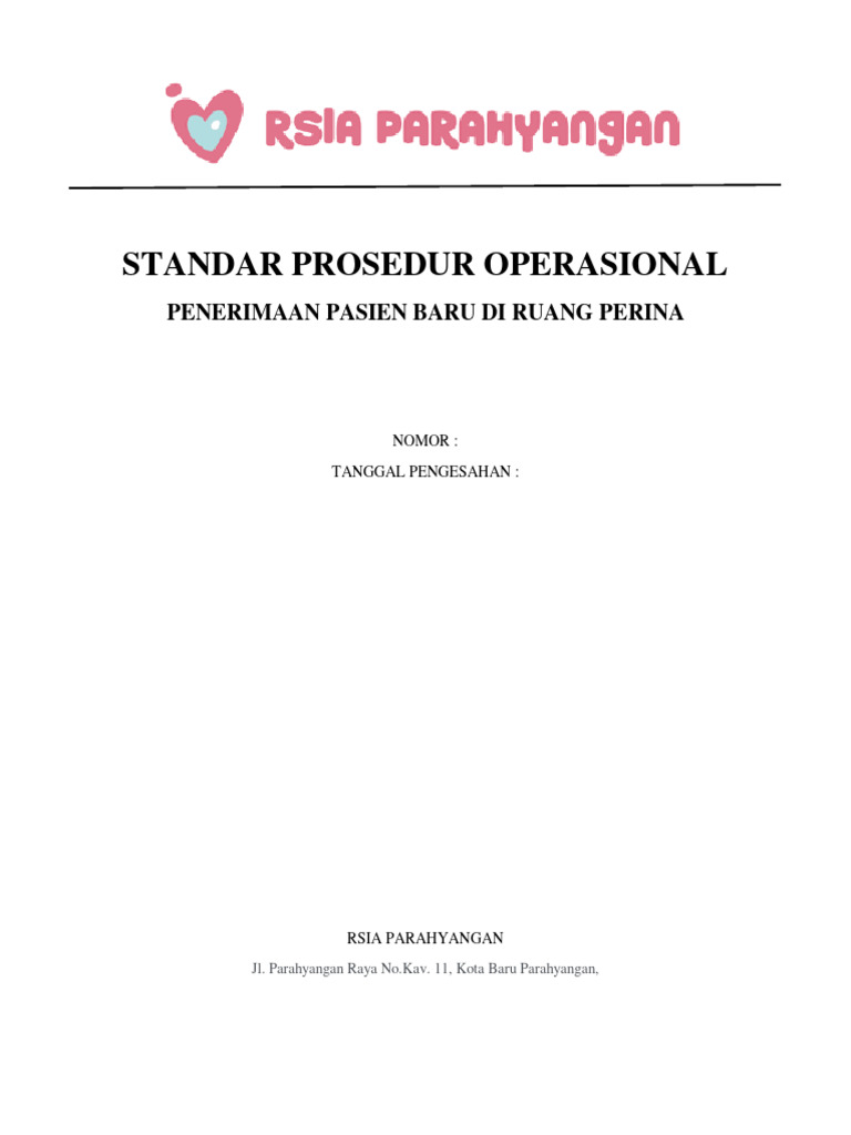 Penerimaan Pasien Baru Di Ruang Perina | PDF