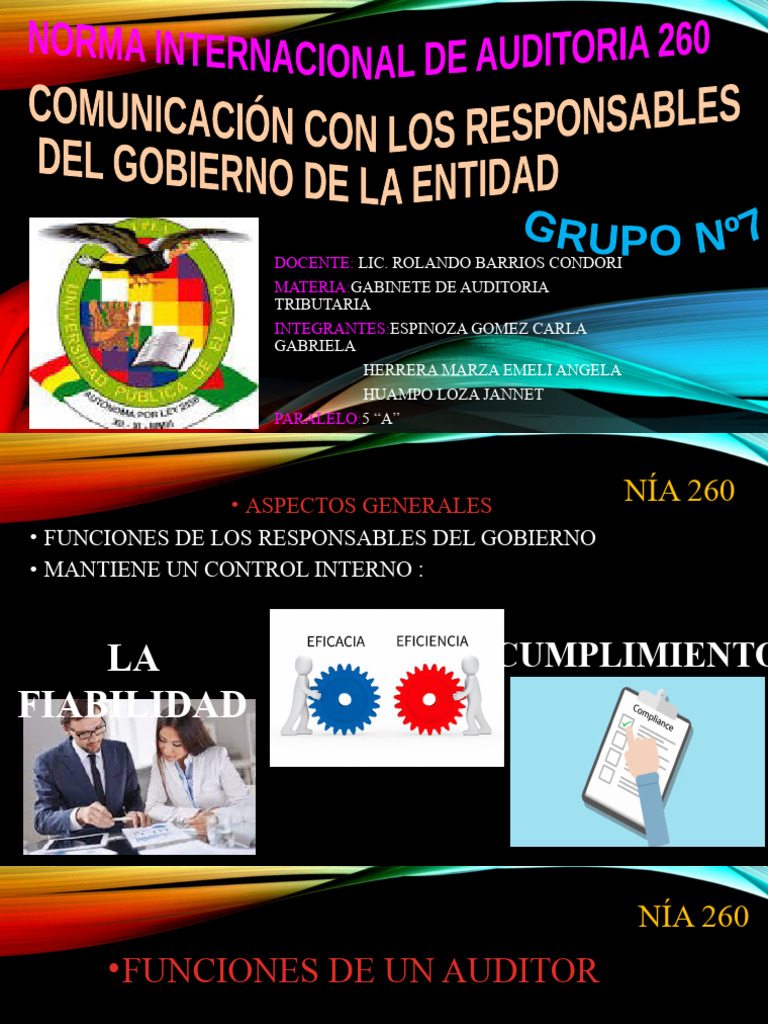 Presentacion Nia 260 | PDF | Contralor | Auditoría