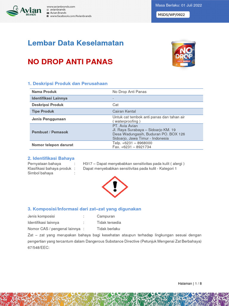 MSDS LDKB No Drop Anti Panas - Compressed | PDF
