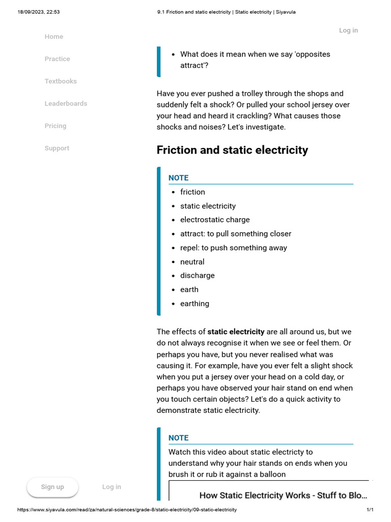 Friction and Static Electricity Explained | PDF | Electricity ...