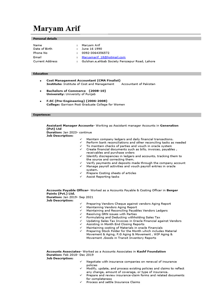 Maryam Arif | PDF | Accounts Payable | Business Economics