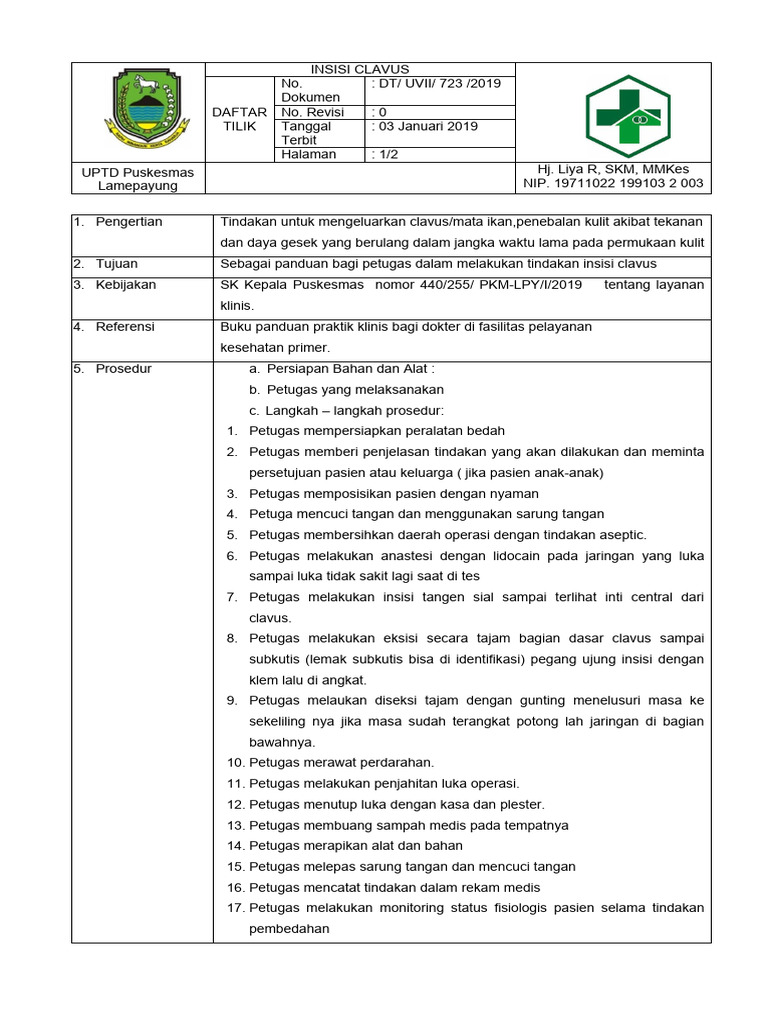 7.7.2.3 SOP Operasi Clavus | PDF