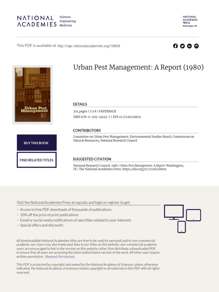 Urban Pest Management: A Report (1980) : This PDF Is Available at | PDF ...