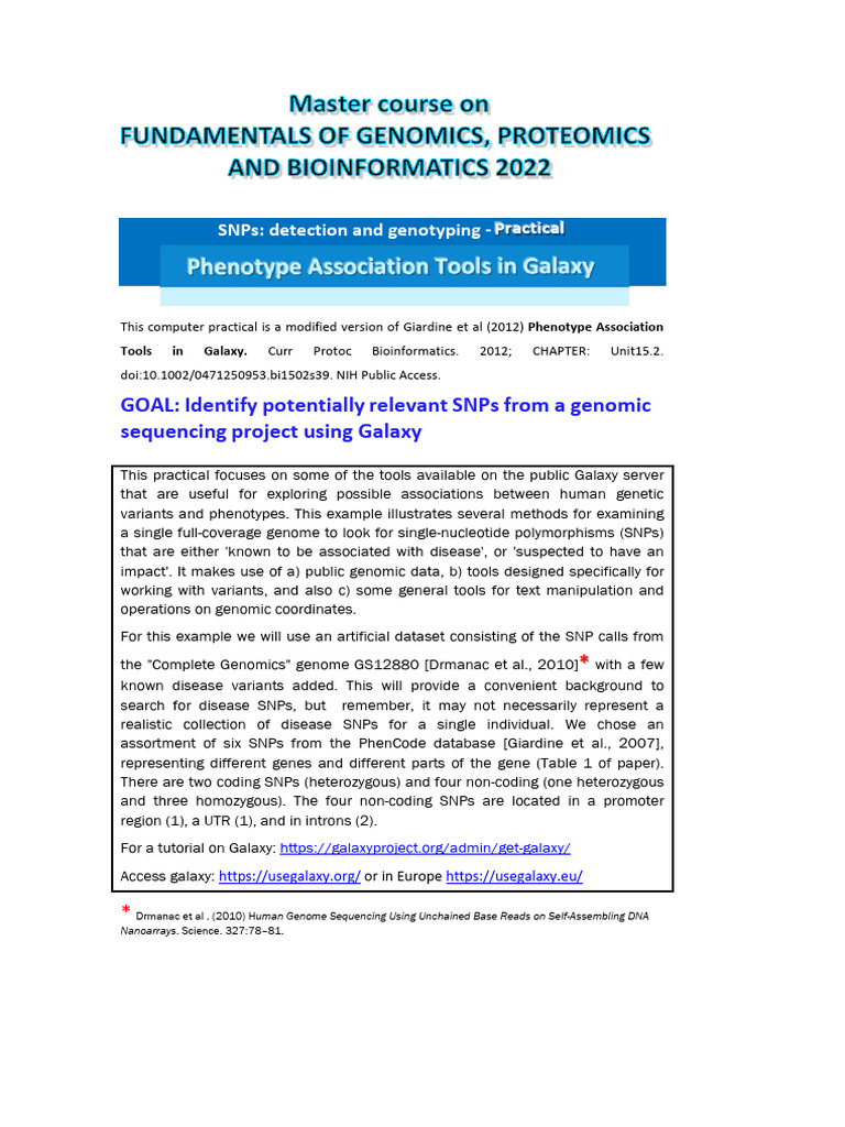 PROTOCOL Galaxy Practical-2022 | Download Free PDF | Single Nucleotide Polymorphism | Life Sciences