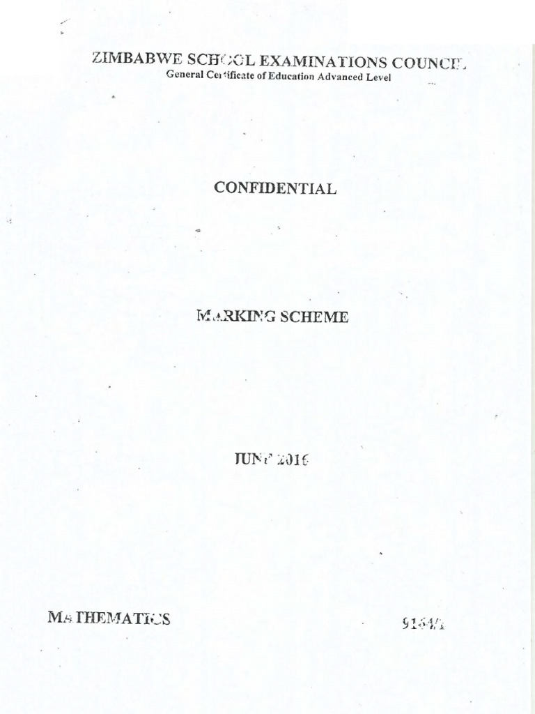 A-Levels Mathematics 2016 Answers | PDF