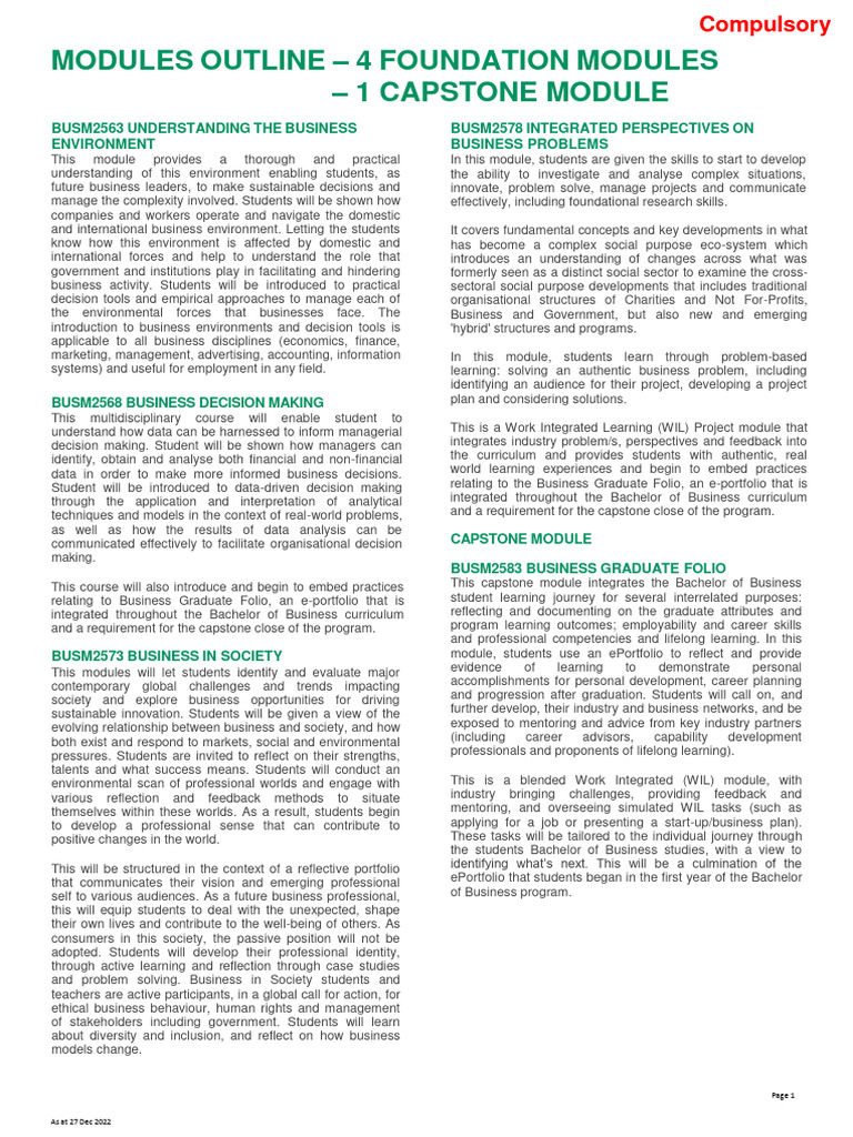 2 PT Global Business Foundation With All Majors and Elective Module ...