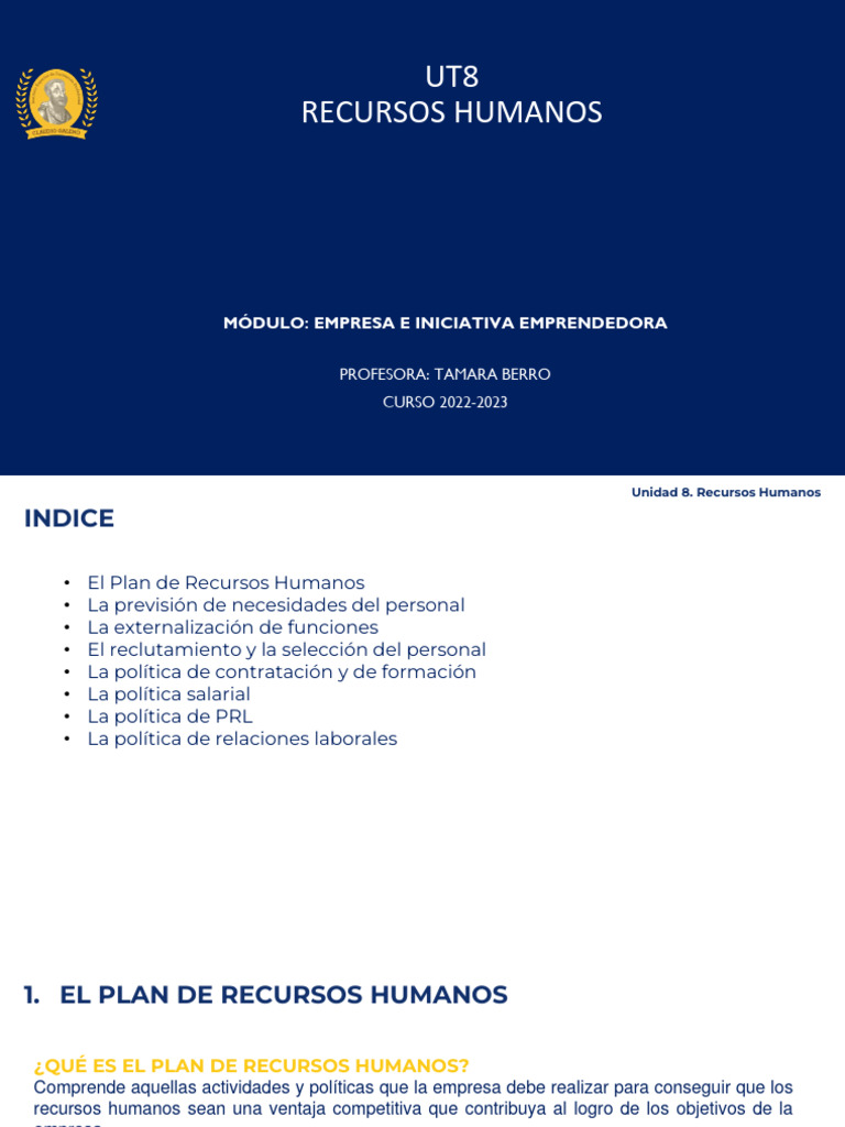 EIE - UT8 Recursos Humanos (Editando) | PDF | Gestión de recursos humanos | Business