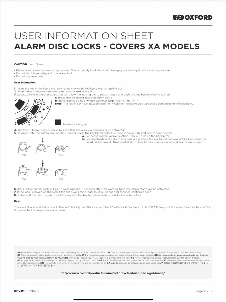 Oxford XA5 Disc Lock | PDF