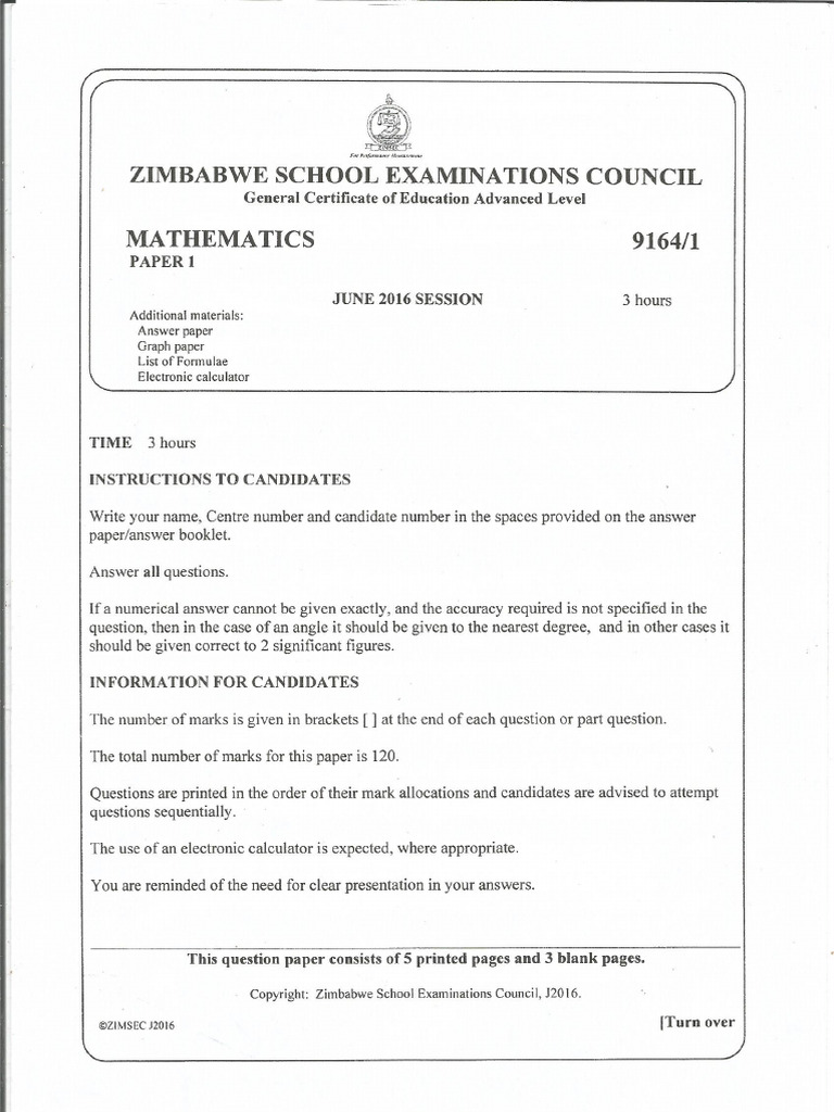 a-levels mathematics 2016 | PDF
