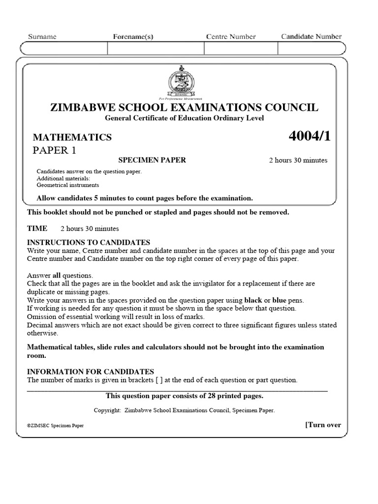 O-Levels Mathematics Exemplar | PDF | Mathematics