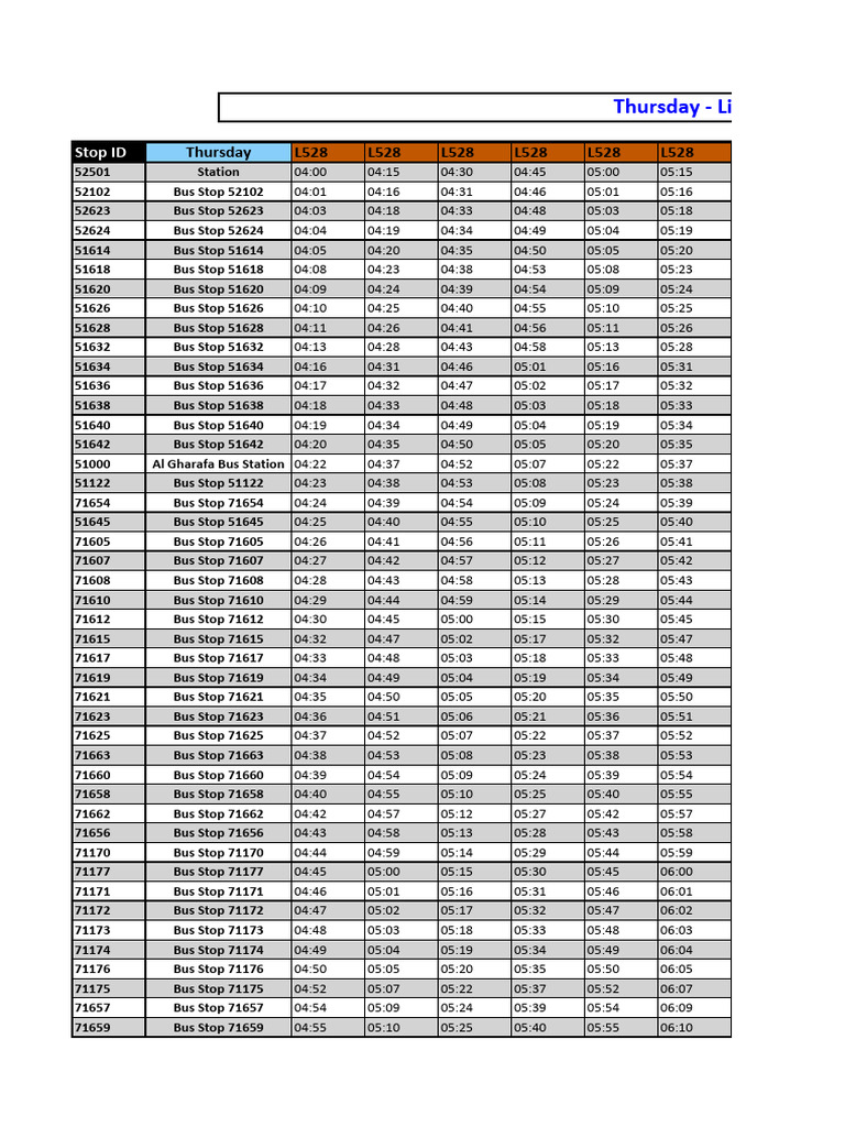 Route L528 Timetable | PDF | Transport | Public Transport