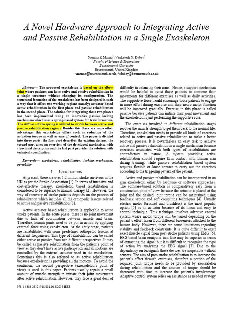 A Novel Hardware Approach To Integrating Active And Passive Rehabilitation In A Single Exoskeleton