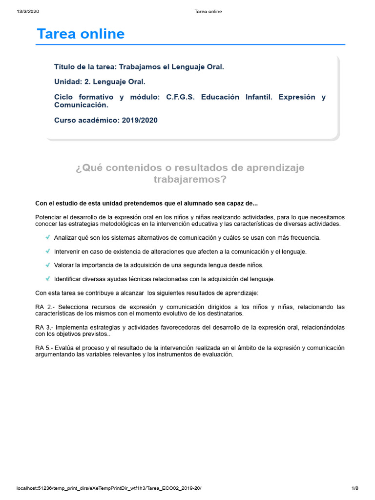 UT2-Tarea Online | PDF | Comunicación | Aquisición de idioma