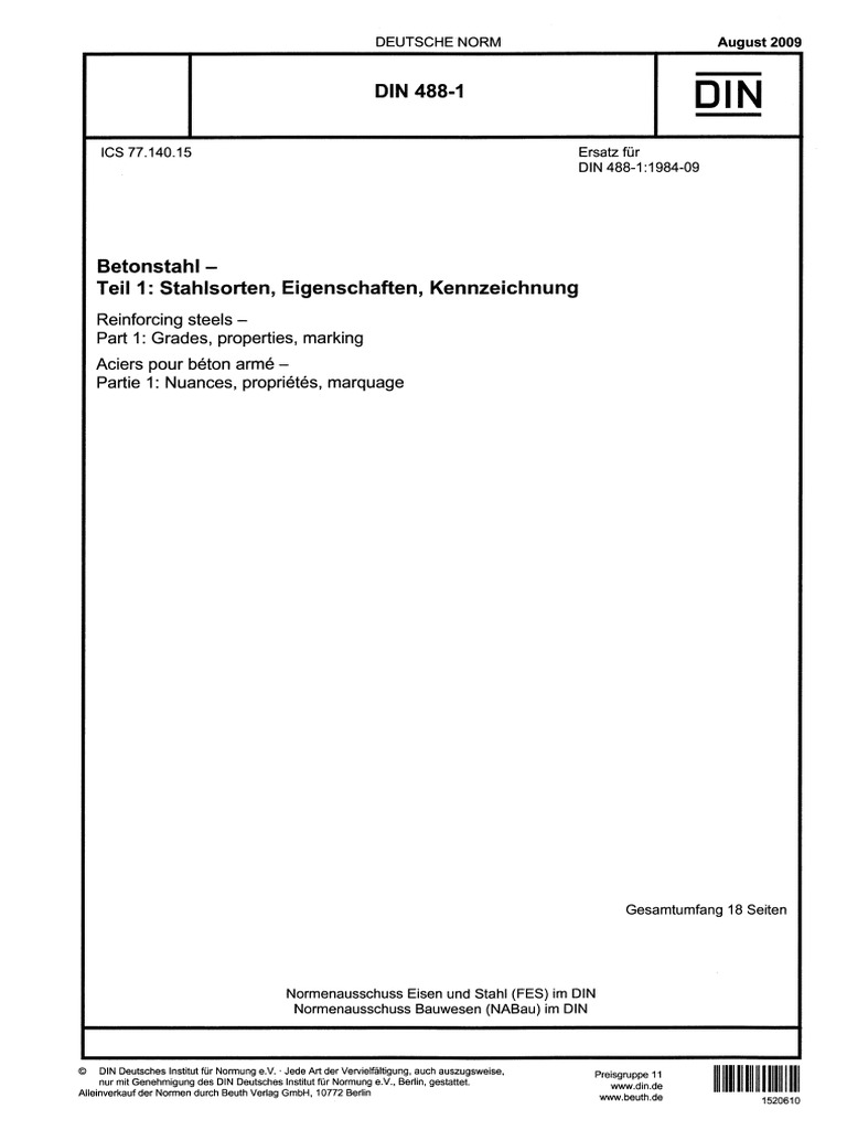Din 488-1 - 2009 | PDF