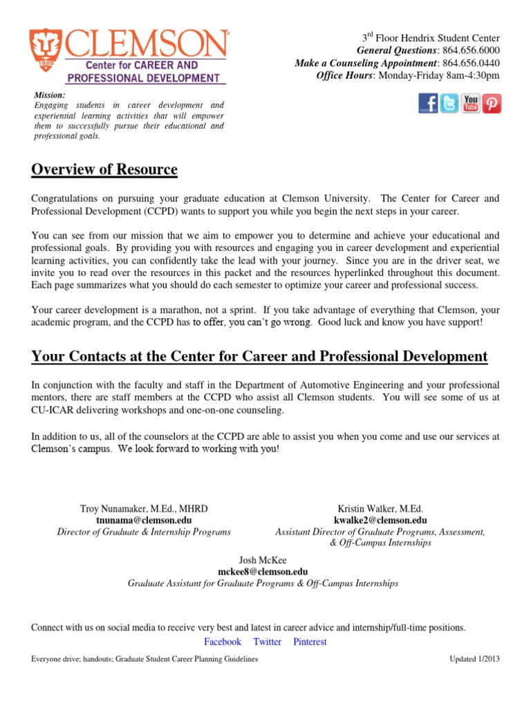 Graduate Student Career Planning Guide | PDF | Job Hunting | Internship